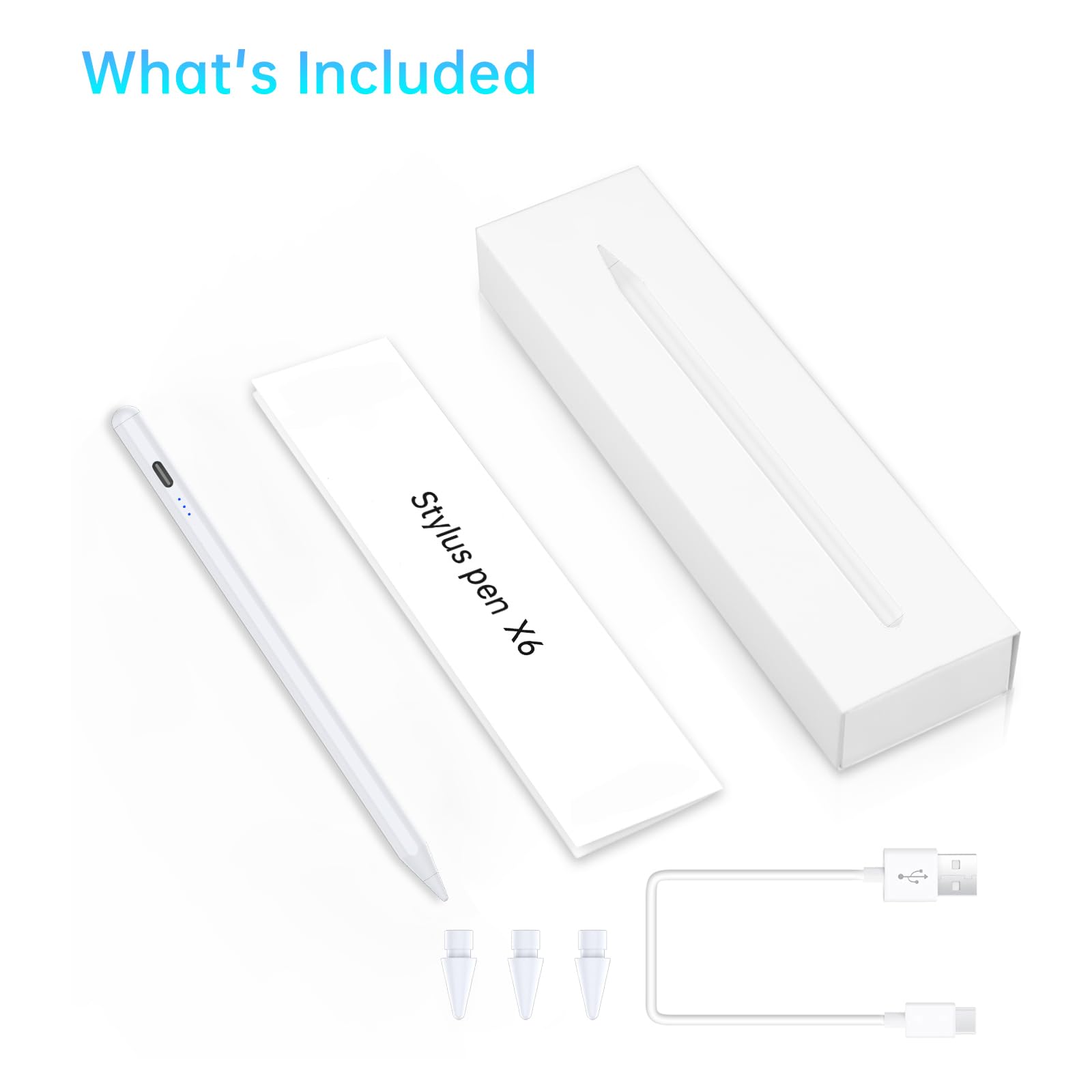 Stylus Pencil for Apple iPad Air 2024 11/13 inch M2, iPad Pro 13/12.9/11-inch, iPad Air Pencil 6/5/4/3th Generation, iPad Pro Pencil 3/4/5/6th Generation, Compatible (2018-2024) with Fast Charge