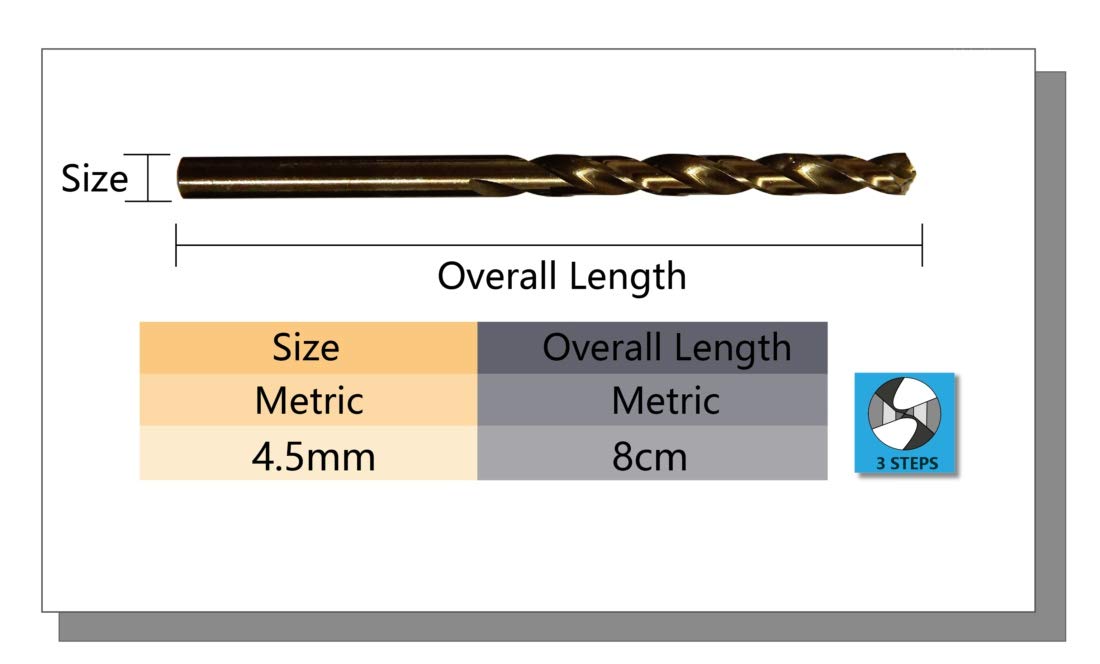 STROTON Metric M42 8% Cobalt Drill Bits for Stainless Steel and Hard Metal (4.5mm x 5pcs)