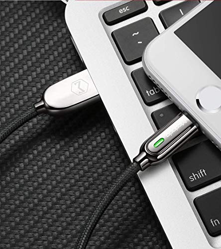 mcdodo Power Off/On Smart LED Auto Disconnect and Auto Recharge Nylon Braided Sync Charge USB Data 6FT/1.8M Cable Compatible with Phone 14/13/12/11 Pro Max List Below (Black, 6FT/1.8M)