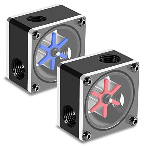 G1/4 Thread 6 Impeller 3 Ways Flow Meter Indicator Computer Flow Meter Water Flow Meter for PC Computer Water Cooling System, Easy to Install and Use (3 Ways)