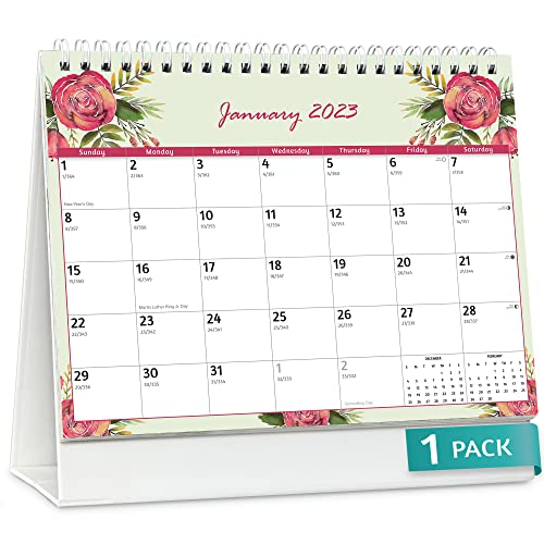 Zoe Deco 8x6 Inch 18-Month Standing Desk Calendar, Jul 2023 - Dec 2024 Tent Style Flip Calendar, Blossoms