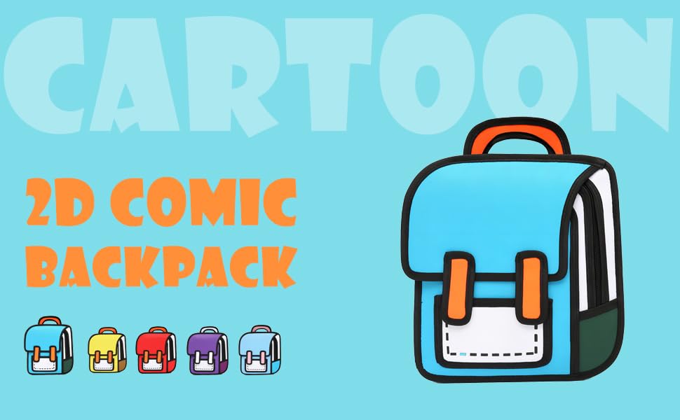 3D Jump Style Kawaii Backpack Sketch Cute Cartoon 2D Drawing from Comic Paper Anime Bookbag School Supplies Fun Daypack (Yellow)