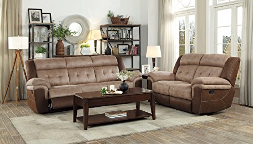 Homelegance Chai 91" Microfiber Double Reclining Sofa (Manual), Brown