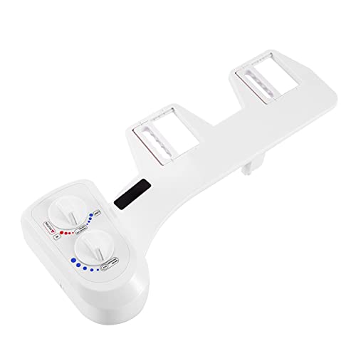 Absbidet Attachment for Toilet, Double Knob Toilet Bidet with Self Cleaning Function, Simple Installation ABS Attachment Single Nozzle Bidet for 2 Piece Toilet(G1/2)
