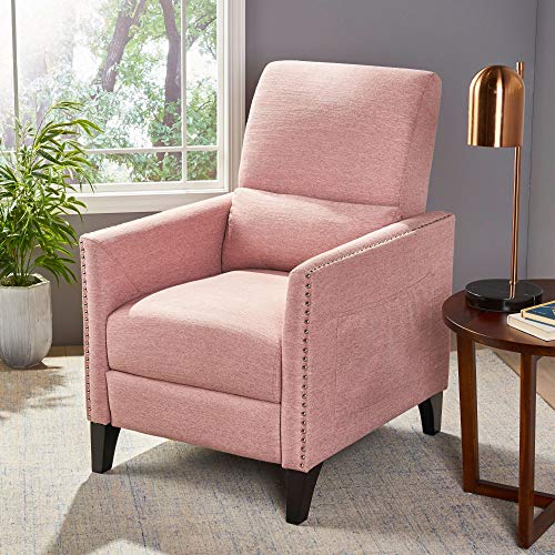 61.75" Pink and Brown Contemporary Push Back Recliner