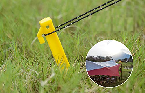 24Pcs Tent Pegs Plastic Spike Hook Awning Camping Caravan Visual Marker,12x 6inch + 12x 9inch