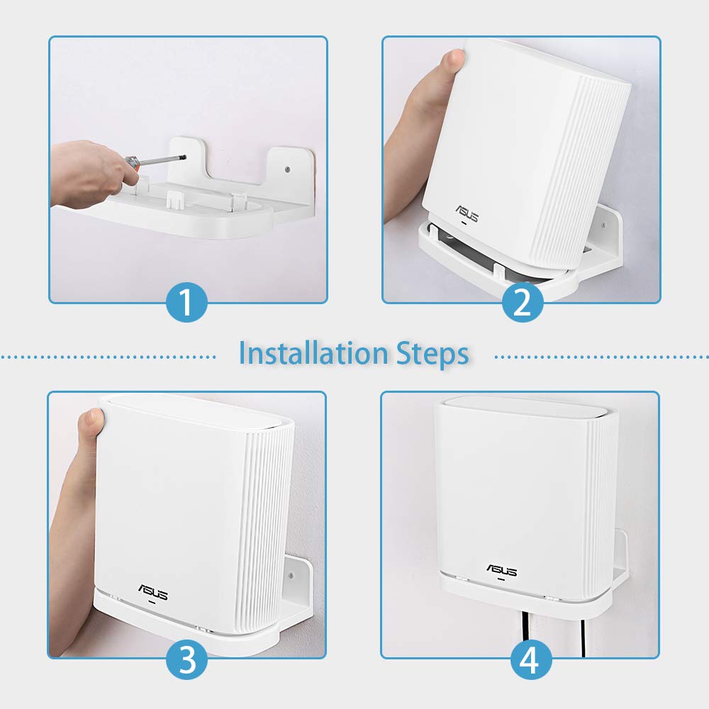 VOMENC Wall Mount Holder for ASUS ZenWiFi AX AC (XT8 CT8 XT9) Whole-Home Tri-Band Mesh System WiFi 6 System Wall Bracket Hanger Stand Compatible with ASUS ZenWiFi AX AC (White 2Pack)