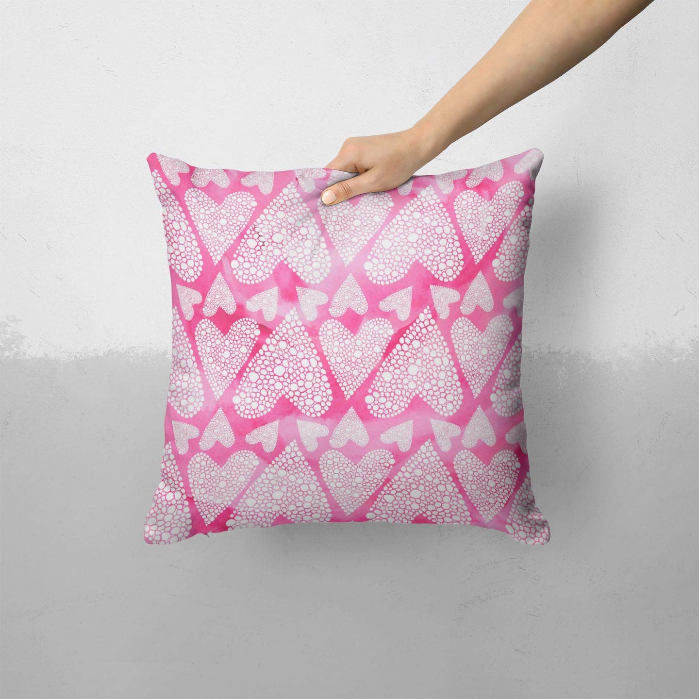 iiRov The Pink Watercolor Mosiac Hearts - Custom Decorative Home Decor Indoor or Outdoor Throw Pillow Cover for Sofa, Bed or Couch Cushion (Pillow CASE Cover ONLY)