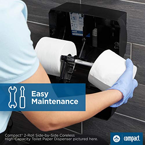 Compact 2-Roll Side-by-Side Dispenser and Coreless 2-Ply Recycled Toilet Paper Starter Kit by GP PRO (Georgia-Pacific), 1 Dispenser and 4 Rolls, 1 Kit per Case