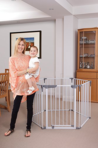 Dreambaby Royale Converta 3-in-1 Play Yard Baby Gate - with 6 Modular Panel - Fits Opening with 151 inch Wide & 29 inch Tall - White - Model L849