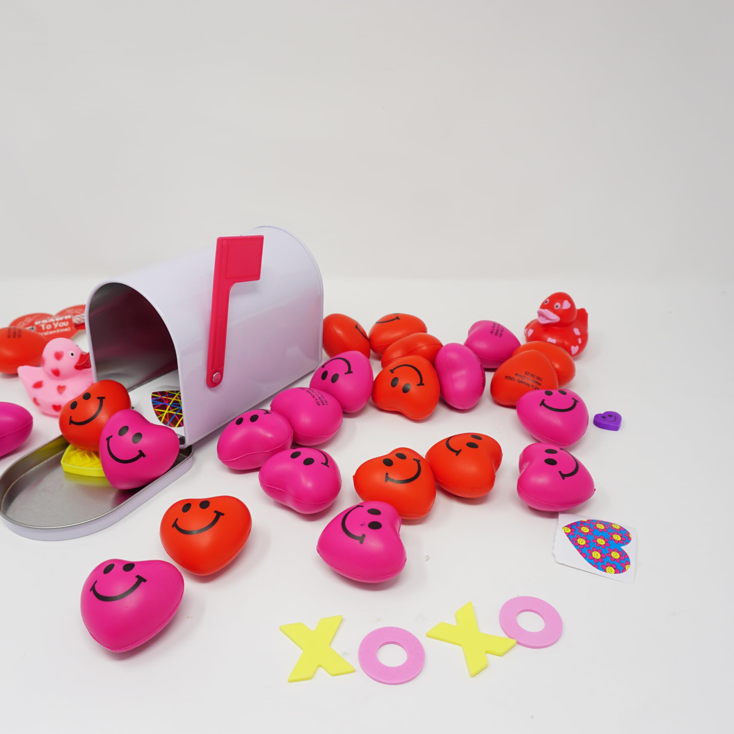 4E's Novelty Mini 1.5" Heart Stress Ball (24 Pack) Bulk - Valentines Squishies - for Class Valentines Party Favors for Kids, Valentines Day Gifts for Kids Classroom, Small Size