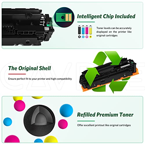 CAVDLE 410X Remanufactuared Toner Cartridge Replacement for CF410X 410X Work with Color MFP M377dw M452dn M452dw M452nw M477fdw M477fnw M477fdn Printer (Black Cyan Yellow Magenta, 4-Pack)