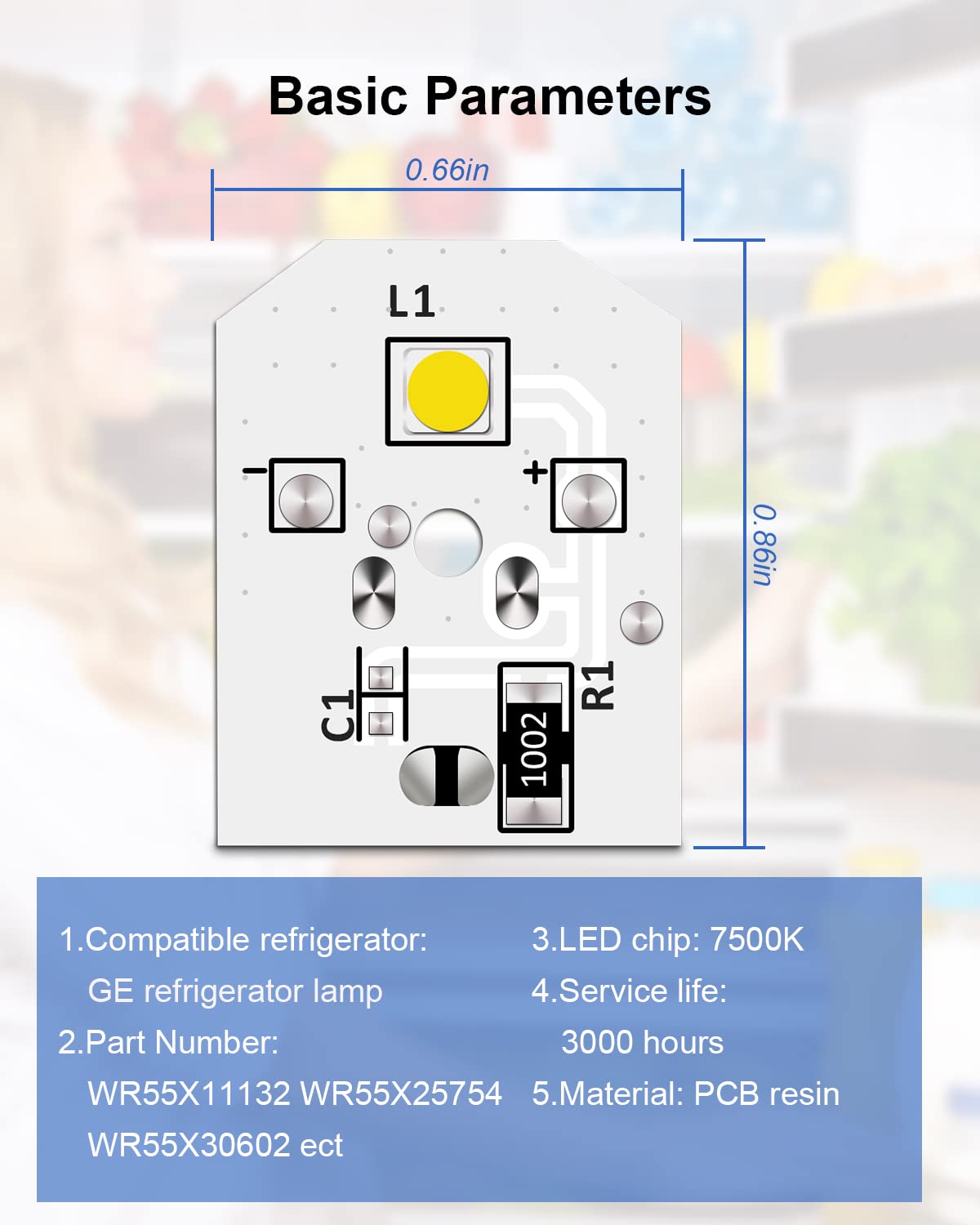 5Pcs Refrigerator LED Light Bulb Replacement Fit for GE Refrigerator Waterproof Compatible WR55X25754 WR55X26486 WR55X30602 EAP12172918 4590213 AP6261806 PS12172918 No-Include Plastic Cover