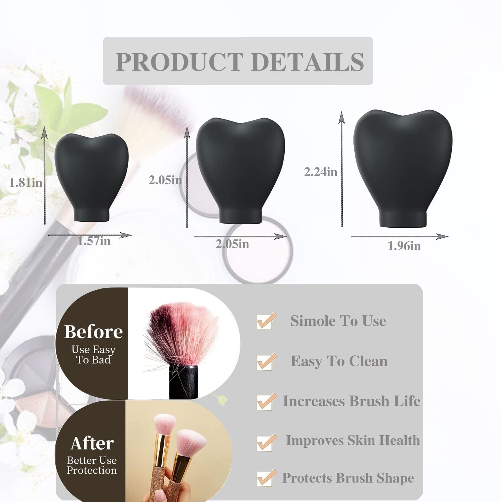 3-Pack Makeup Brush Cover Reusable Dust Protector Makeup Organizer For Foundation Brush Travel Makeup Brush Cover (Purple) (Color : Black)