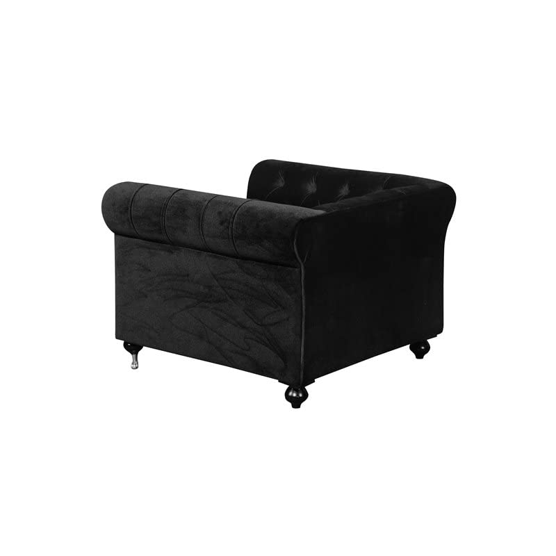 American Home Classic Claire 15" 1 Seat Velvet Upholstered Sofa in Black