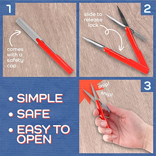 BambooMN Penblade Pen-Style Portable Travel Scissors - Living Coral, Charcoal, & Purple - 1 Pair Each