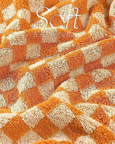 Jacquotha Checkered Hand Towels 4 Pack - Cotton Hand Towels for Kitchen Bathroom 29β x 13β, Orange