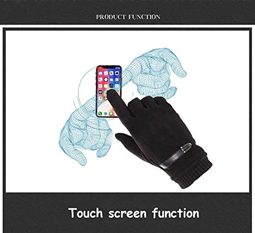 XJXJ Suede Gloves Men's Autumn and Winter Windproof Warm Non-slip Touch Screen Plus Velvet Thickening Riding Motorcycle. anti arthritis gloves (Color : Grey)