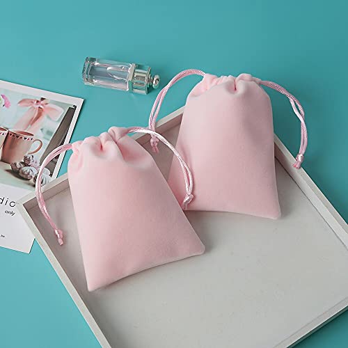 50pcs Jewelry Drawstring Velvet Gift Bags Wedding Candy Packaging Pouch Earrings Ring Necklace Jewelry Cotton Flannel Bag