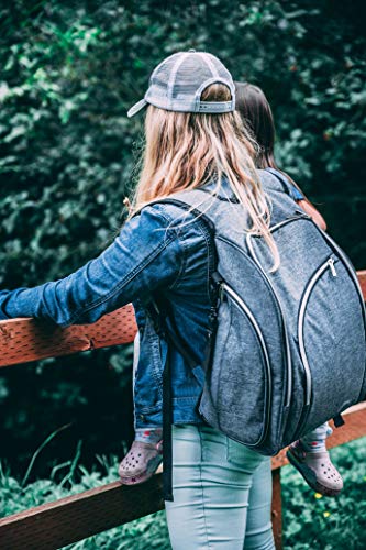 JOHAR Diaper Backpack, Travel Diaper Backpack with Changing Mat | Anti-Theft Travel Bag w/Insulated Bottle Pocket, Waterproof Pocket, Wipes Storage, Laptop Sleeve, Stroller Straps | Grey