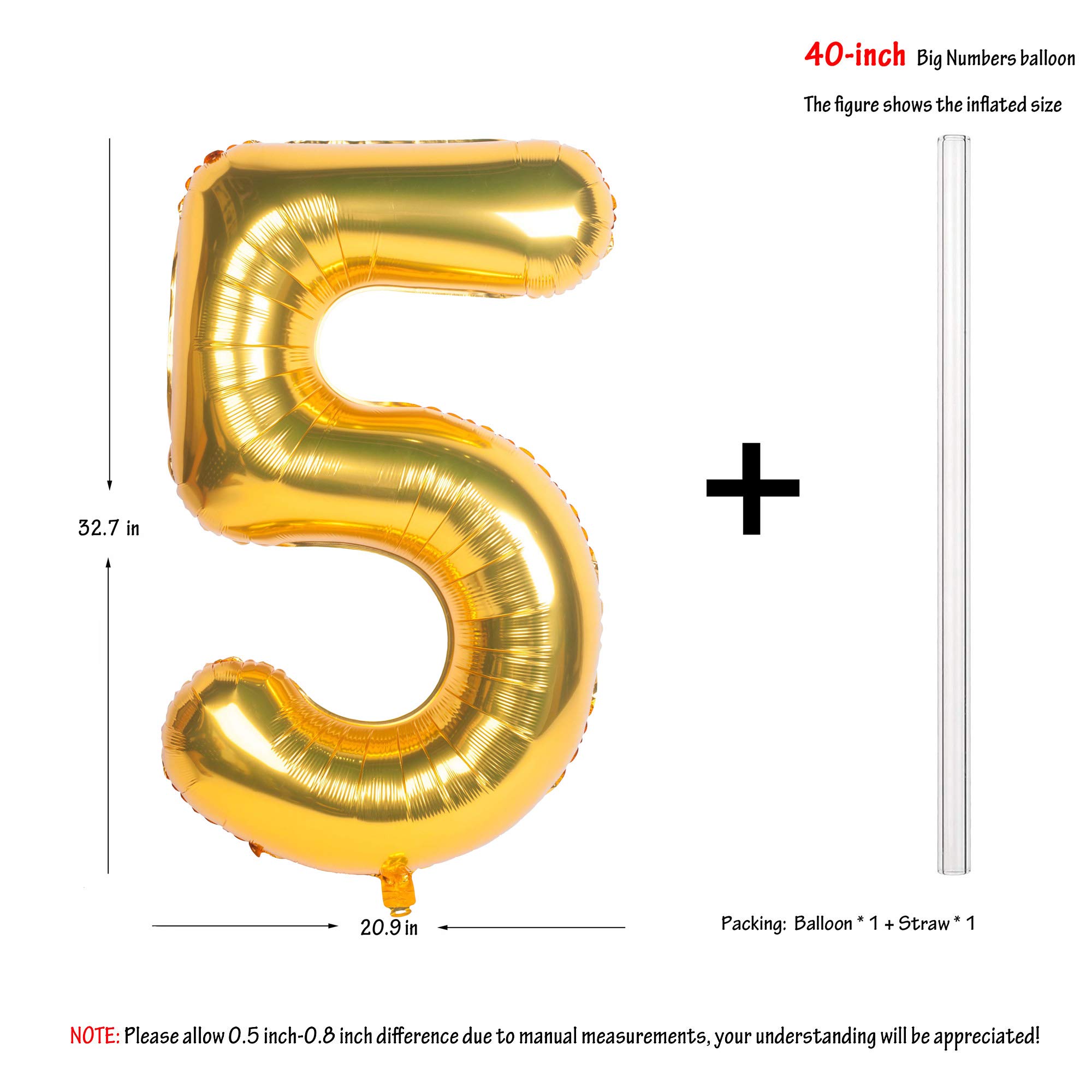40 inch Gold Number Balloons (Gold 5)