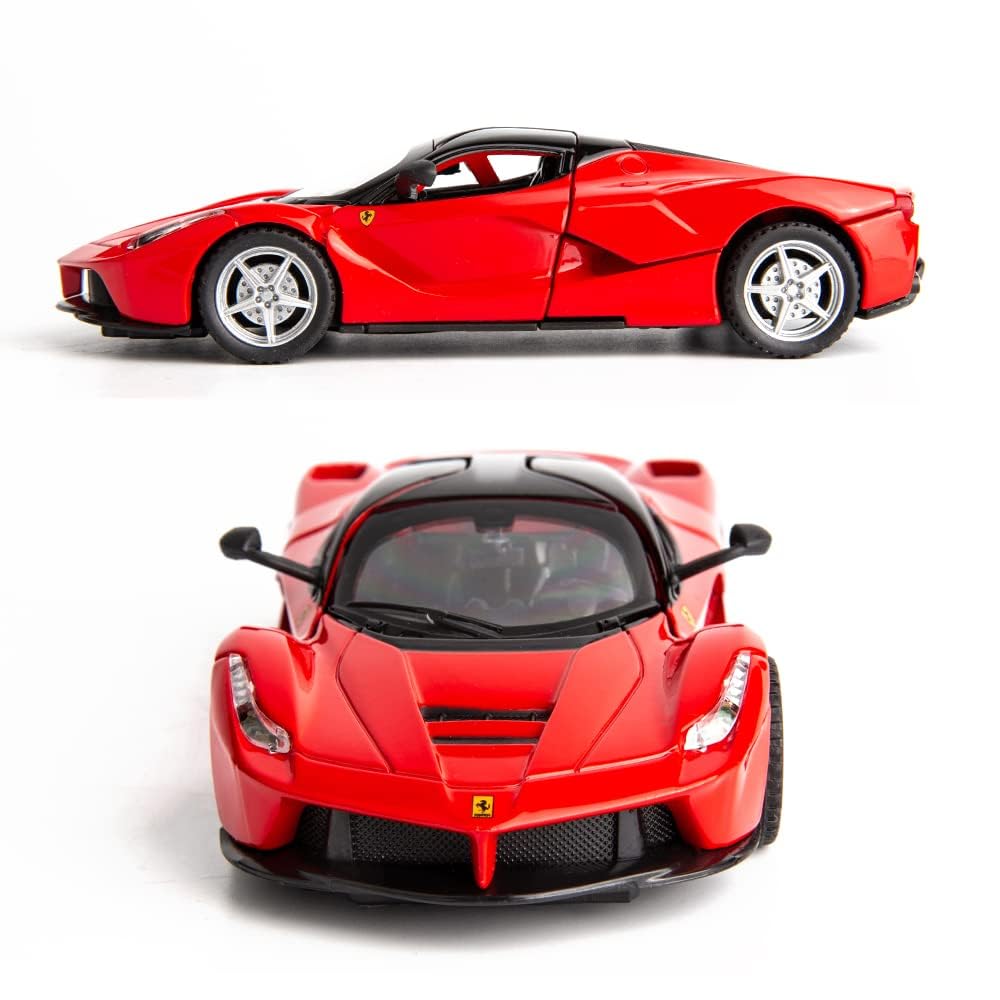WAKAKAC Model Car Compatible for 1/32 Ferrari Race and Play LaFerrari Pull Back Diecast Toy Vehicles with Light and Sound Toy Car for Kids Boys Gift (Yellow)