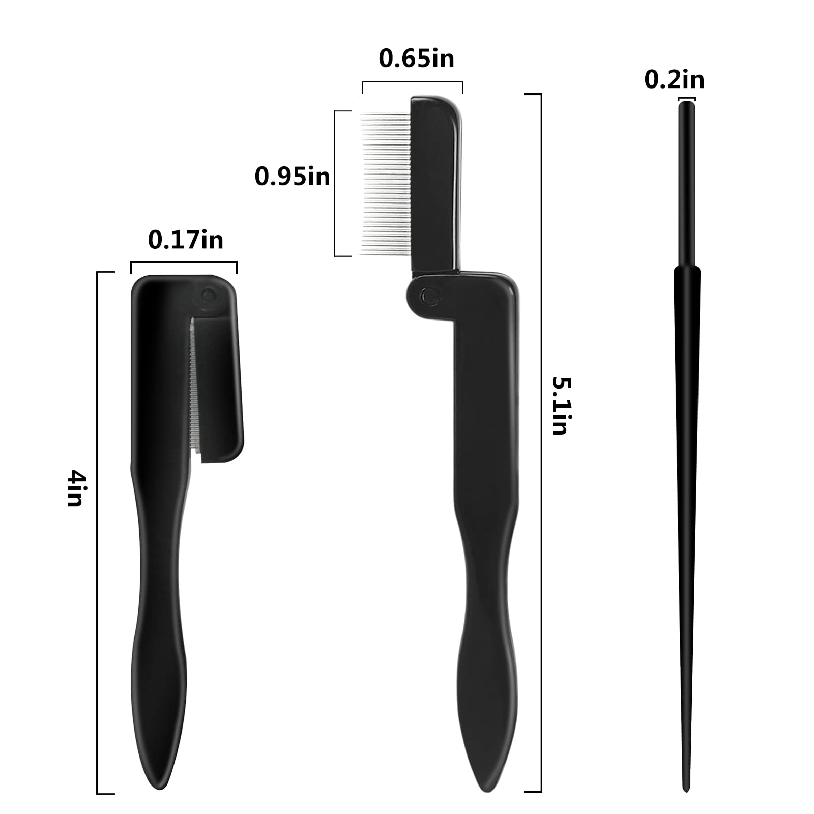 Acavado Folding Eyelash Comb, Eyelash Eyebrow Mascara Brush, Lash Brush Separator Tool with Metal Teeth, Black