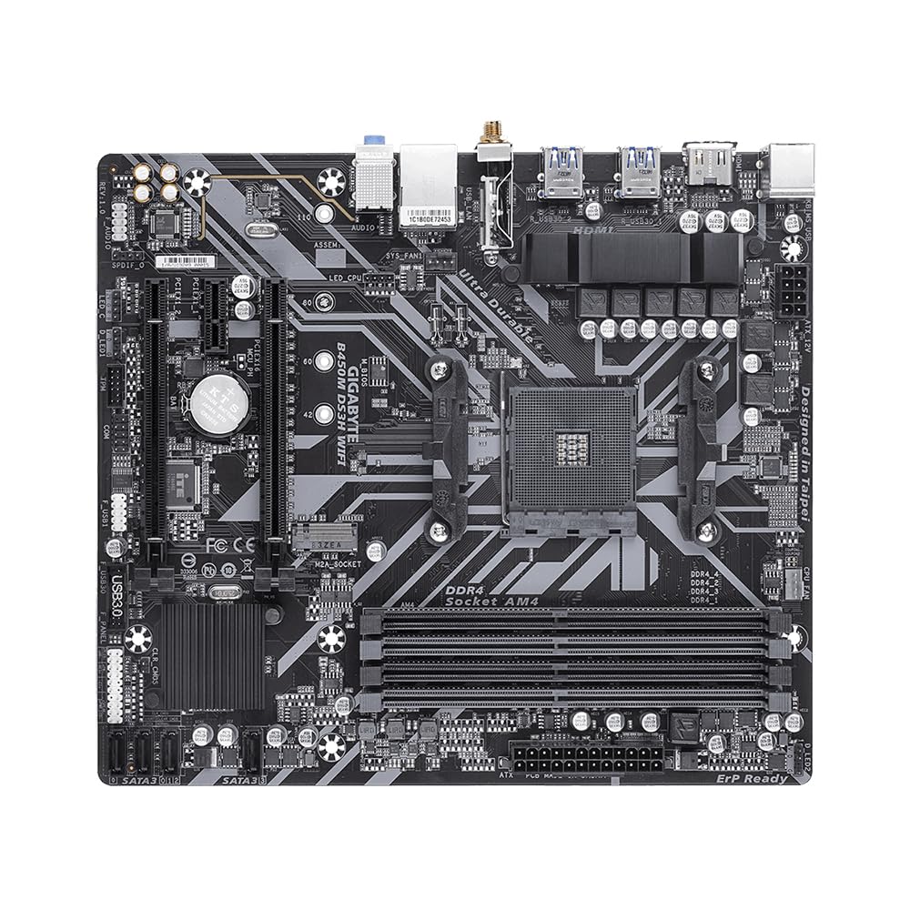 GIGABYTE B450M DS3H WiFi-Y1 (AM4//AMD/B450/mATX/SATA 6GB/s/USB 3.1/HDMI/Wifi/DDR4/Motherboard)