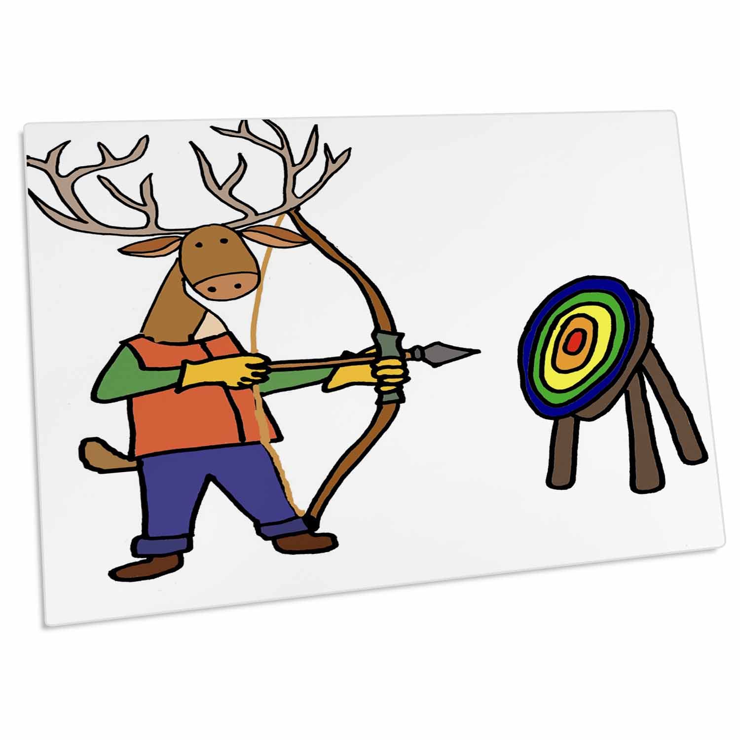 3dRose Funny Buck Deer Practicing Archery with Bow and Arrow - Desk Pad Place Mats (dpd-288117-1)