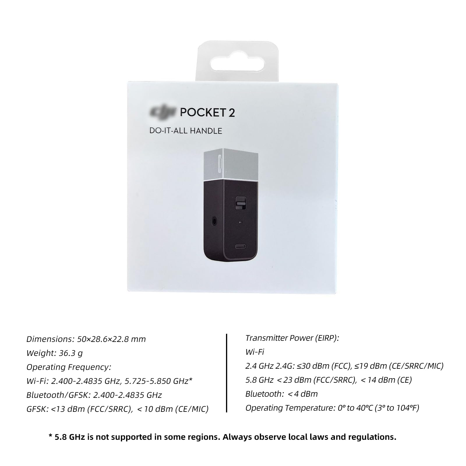 INSYOO Original Pocket 2 Do-It-All Handle - Built-in Wi-Fi and Bluetooth Module, Wireless Mic Receiver, and 1/4" Threaded Hole for DJI Pocket 2 Premium Accessory