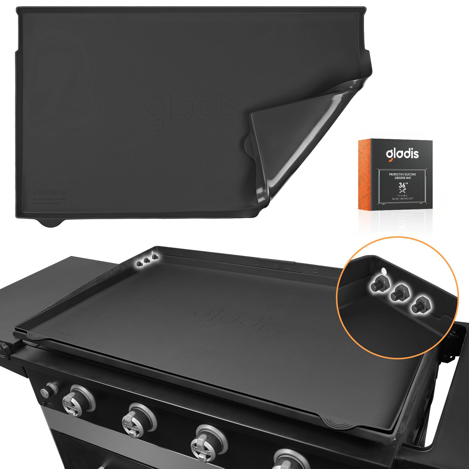 36" Silicone Mat for Blackstone Griddle, [Upgraded 2.8Lbs Heavy Duty Silicone] Gladis 36 Inch Griddles Protective Cover, Coverage with No Gaps, Protect Grill from Dirt & Rust, Blackstone Accessories