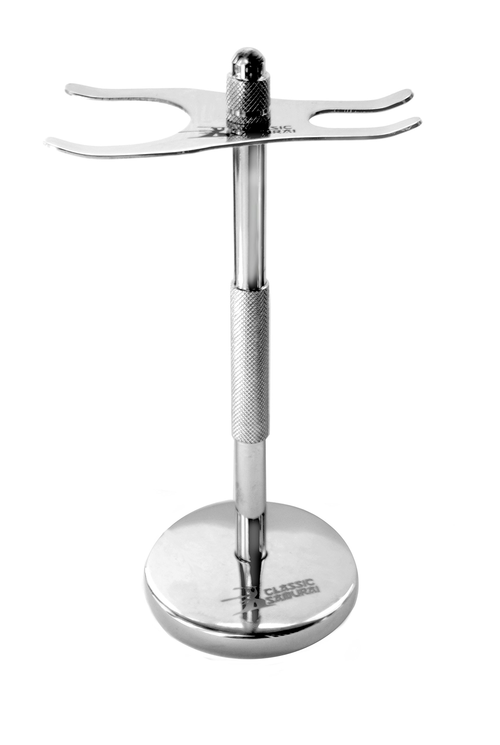 Classic Samurai Safety Razor and Shaving Brush Stand with Heavyweight Felt Lined Base from Super Safety Razors