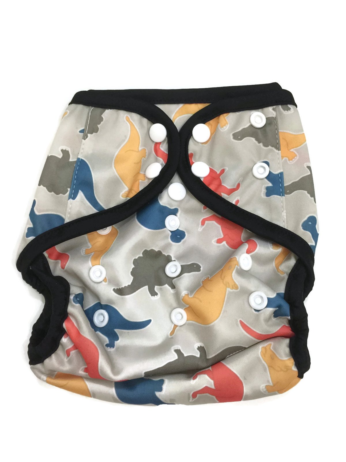 BB2 Baby One Size Printed Black Gussets Snaps Cloth Diaper Cover for Prefolds (One Size, Jurassic Park)