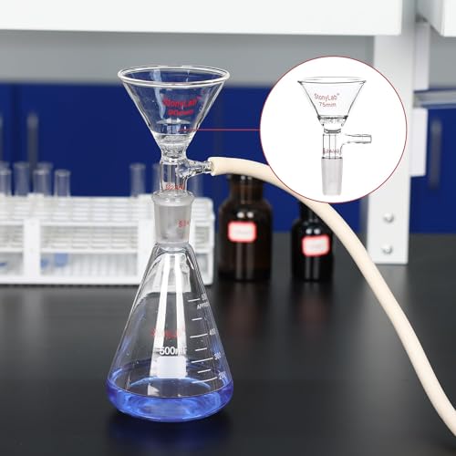 stonylab Borosilicate Glass Filter Funnel with 90mm Top Outer Dimension, 24/40 Inner Joint Glass Filtering Funnels