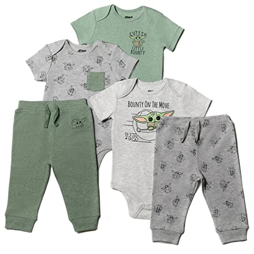 STAR WARS The Mandalorian Baby Yoda Baby Boys Bodysuit Pants Green/Grey/Oatmeal 0-3 Months
