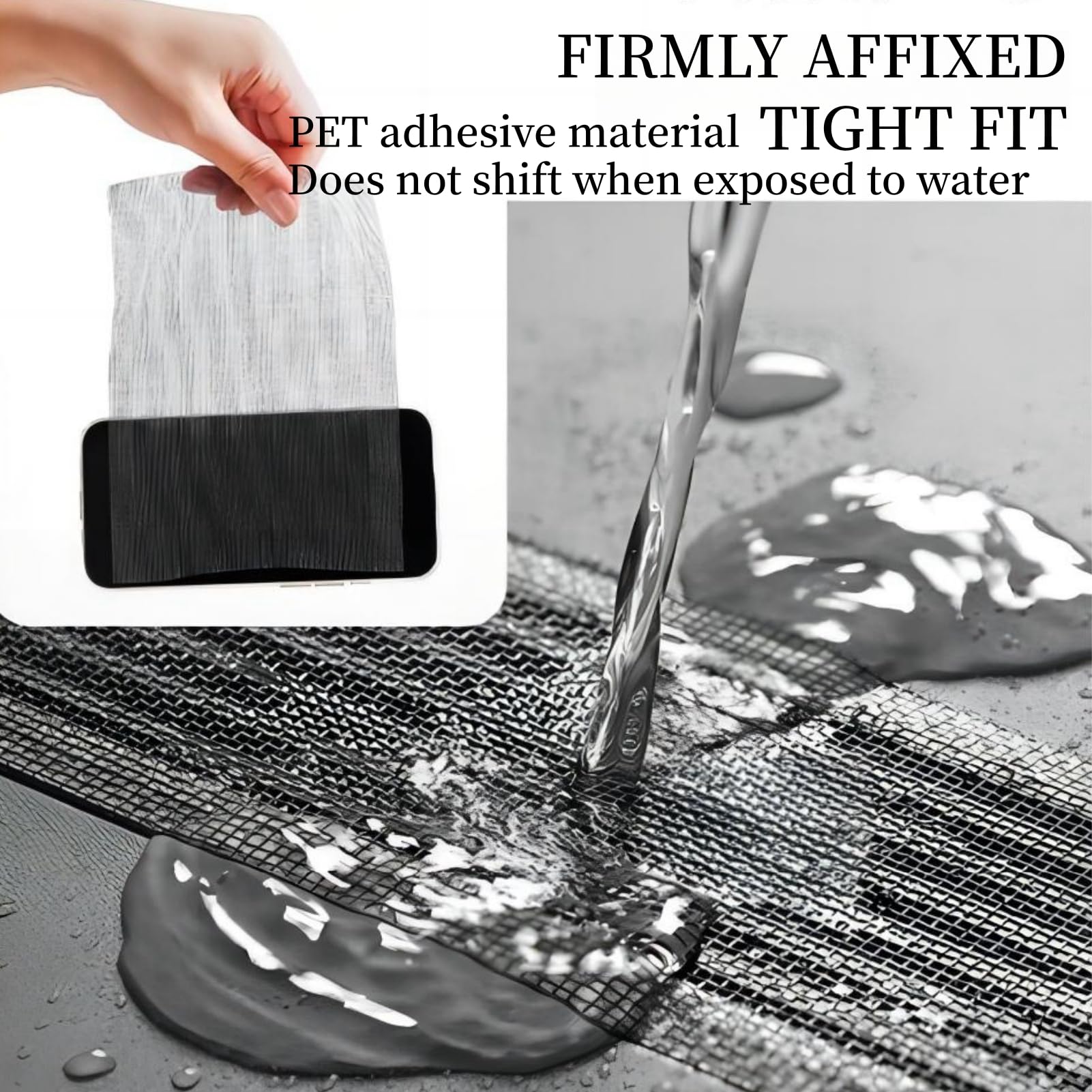 Disposable Shower Drain Sticker Self-Adhesive Floor Drain Stickers, Disposable Hair Catcher Shower Drain Mesh Stickers for Bathroom Kitchen Sink with Cleaning Shovel (4.7in x 32.8FT)