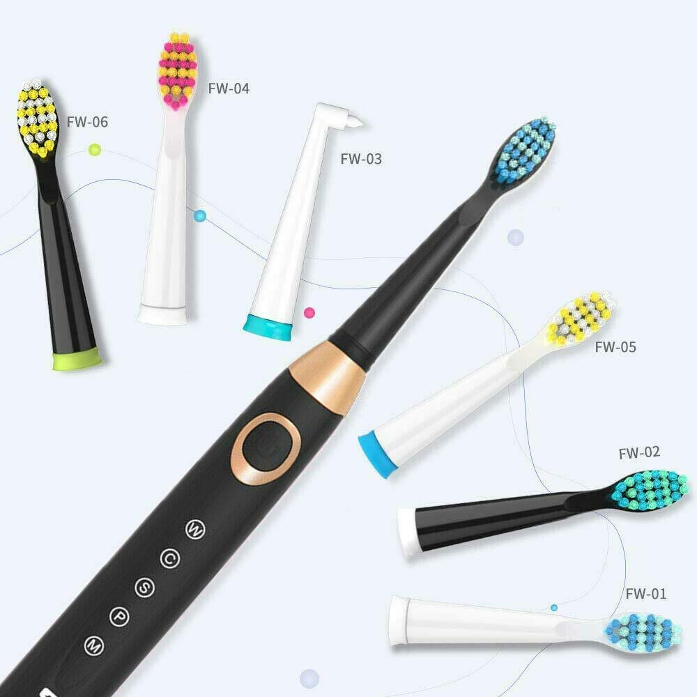 GSParts 12 pcs Replacement Hard Bristle Brush Heads For Fairywill Electric Toothbrush Black