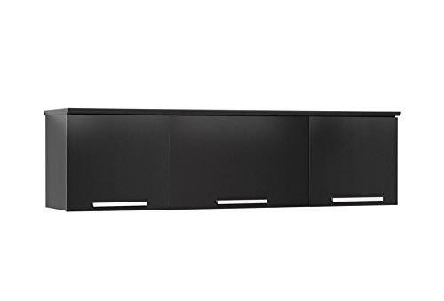 Black Coal Harbor Wall Mounted Hutch, 12.5"D x 47.25"W x 13"H, Black