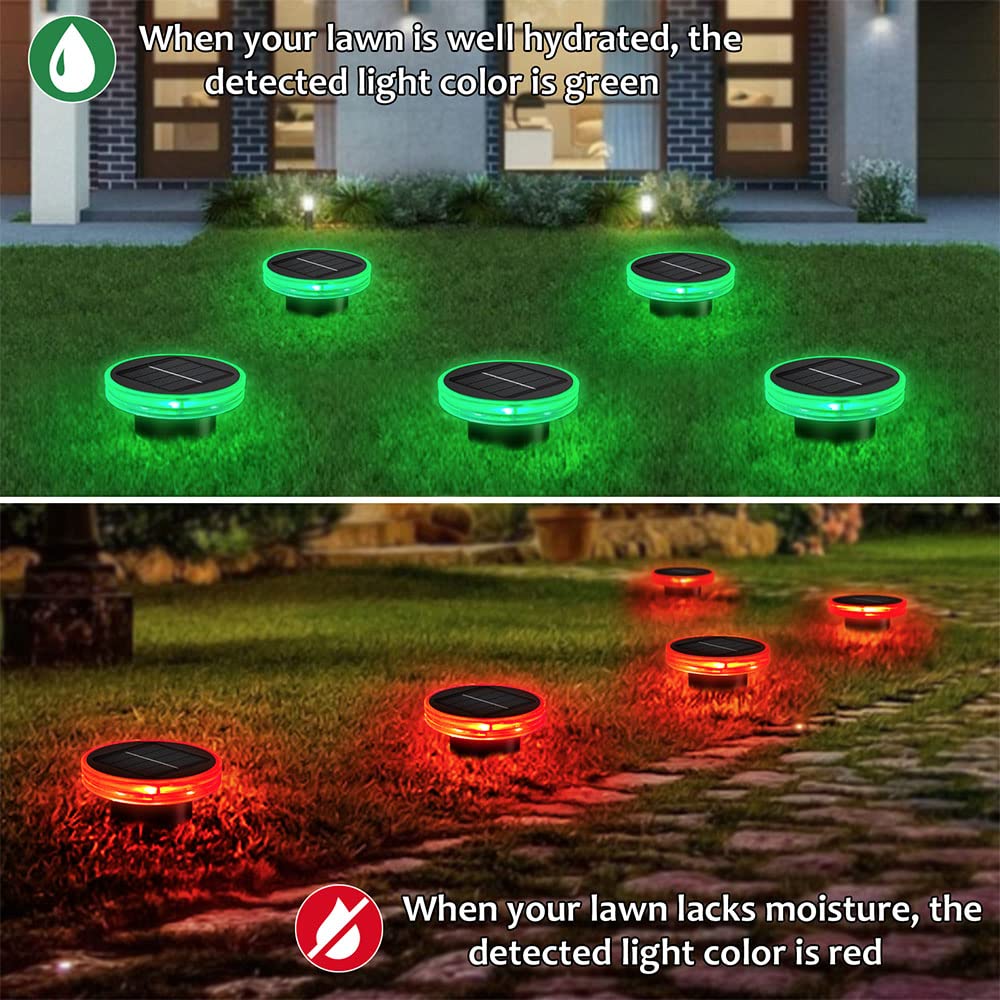 TIJNN Solar Humidity Test Lights -2 Pack, Soil Moisture Monitoring, Automatic Switch IP65 Waterproof Sealing Structure, Suitable for Garden Landscape Decoration Buried Path Lights