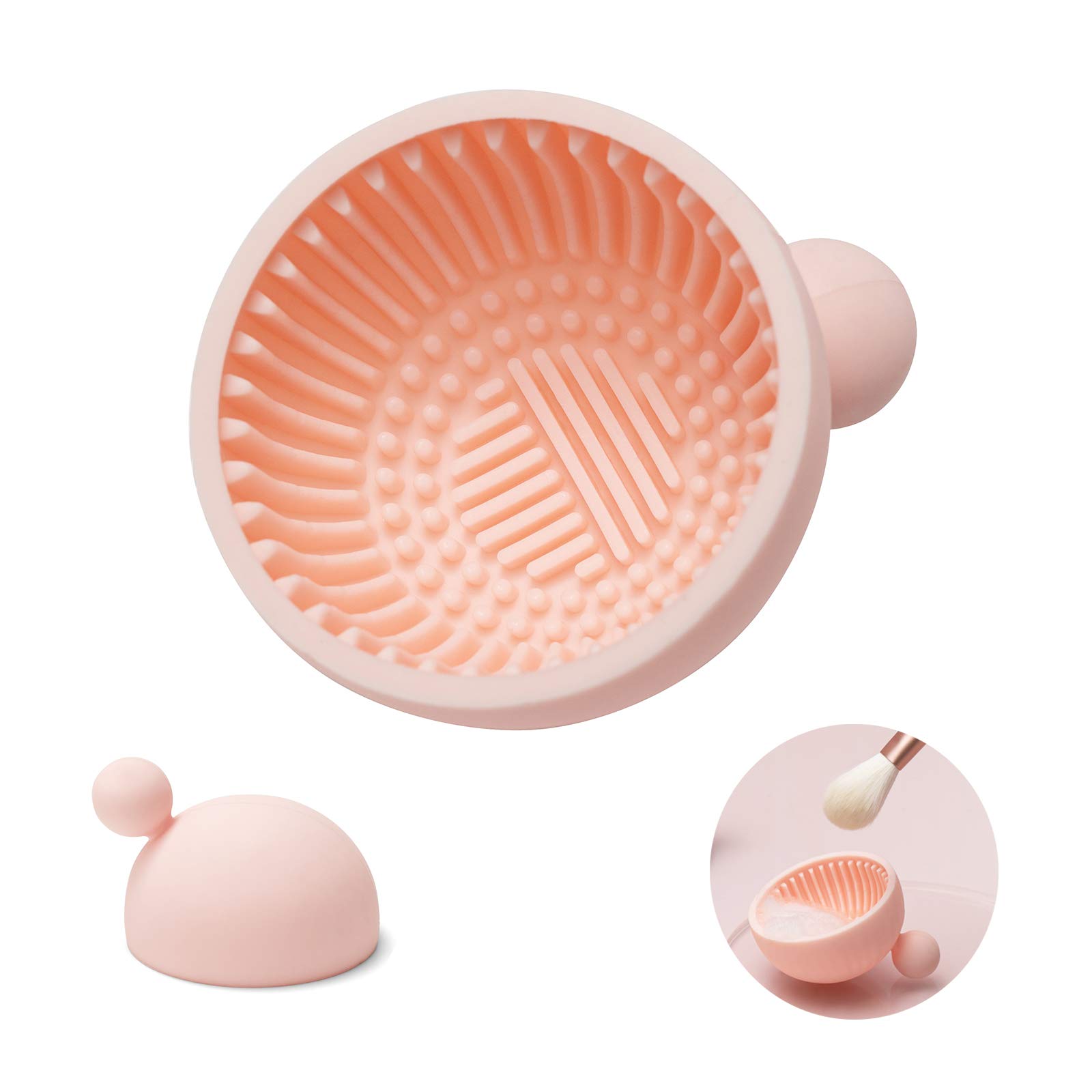 Pubcontti Asion Brush Cleaning Pad,Silicone Makeup Cleaning Brush Scrubber Bowl Portable Washing Tool Cosmetic Brush Cleaner for Girl-Easy Clean