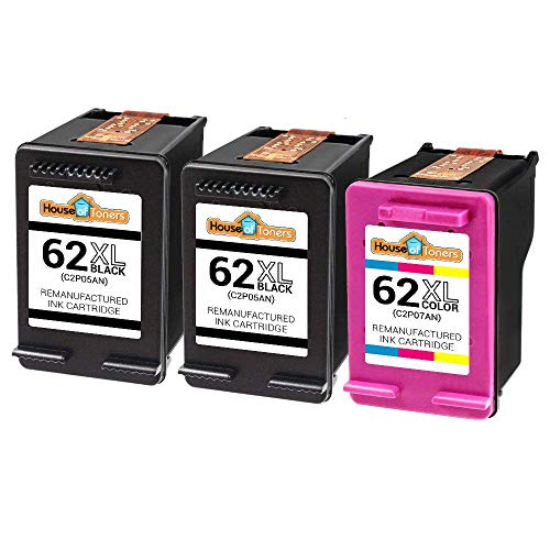 Houseoftoners Replacement for HP62XL HP 62XL Ink for HP Envy 5540 5542 5640 5643 5660 5661 5663 5740 7640 7645 Officejet 200 250 Mobile Printers (2 Black 1 Color, 3PK)
