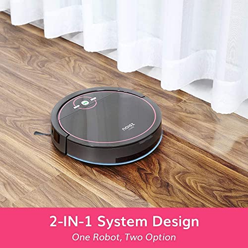 NOISZ by ILIFE S5 Pro Robot Vacuum and Mop 2 in 1, ElectroWall, Automatic Self-Charging, Water Tank,Tangle-Free, Quiet, Ideal for Pet Care, Hard Floor and Low Pile Carpet, Black