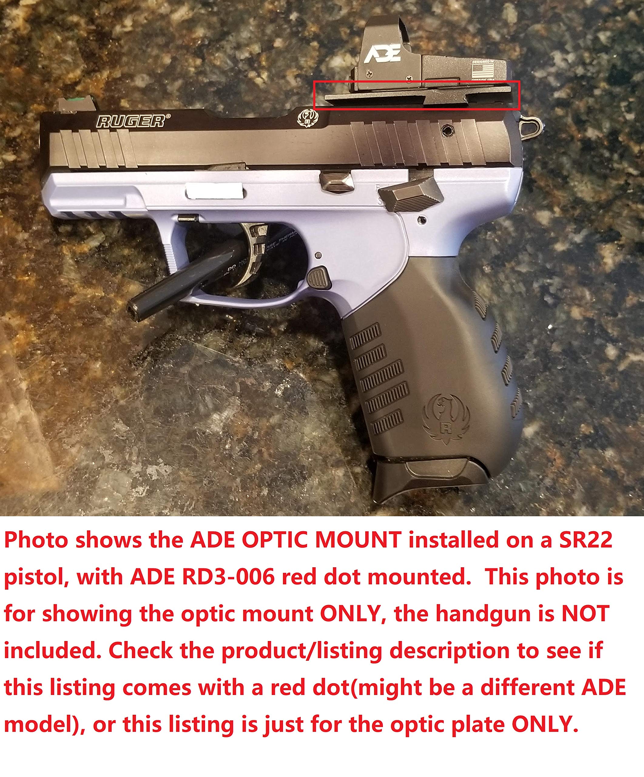 Ade Advanced Optics Delta RD3-012 Red Dot Reflex Sight for Ruger SR22 Pistol