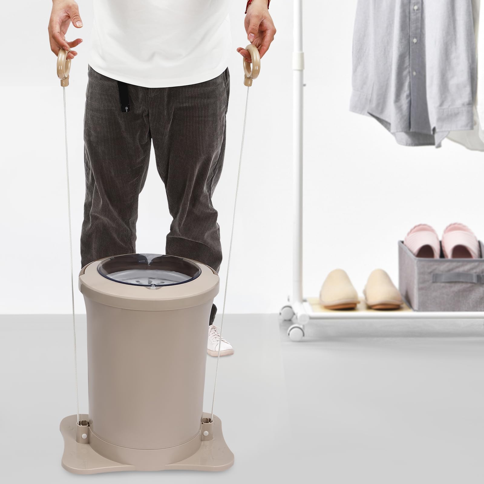 3.17Gal Mini Manual Clothes Dryer, 12L Spin Dryer Foot Powered Washing Machine with Drain Hose, Compact Washer Dehydrator for Apartments