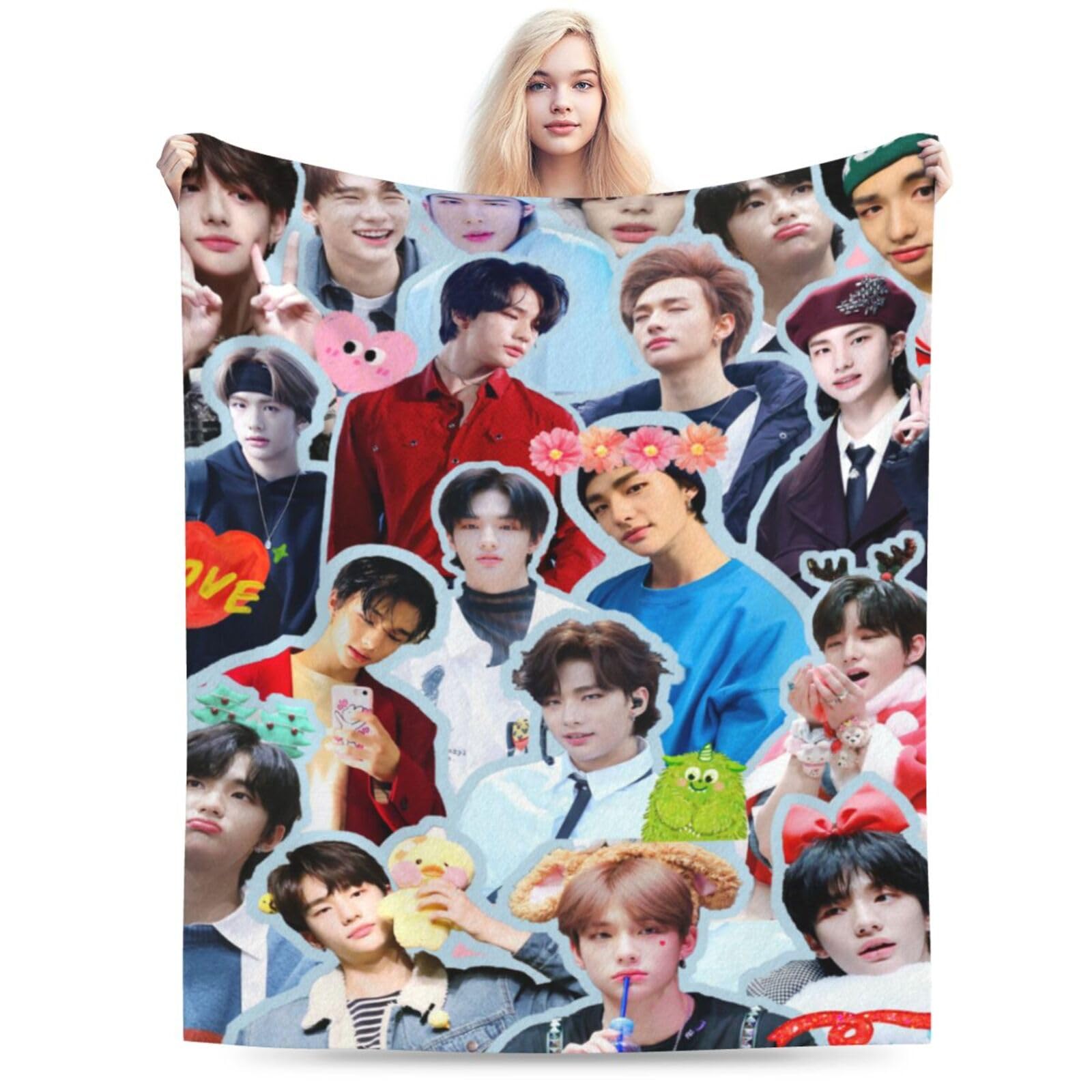 Blanket Stray Kids Hyunjin Soft and Comfortable Warm Fleece Blanket for Sofa,Office Bed car Camp Couch Cozy Plush Throw Blankets Beach Blanketsā¦