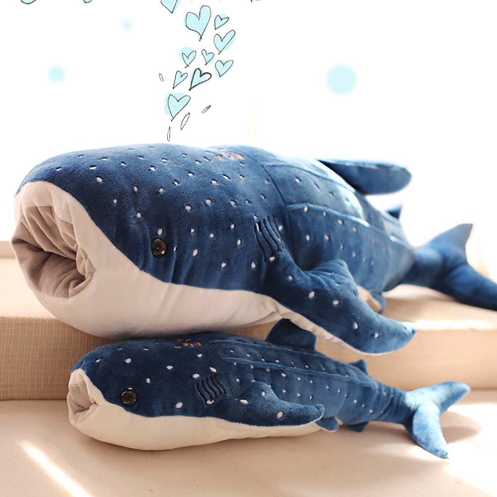 Stuffed Whale Shark Animal Plush Toy Soft Shark Plush Sofa Cushion Back Cushion Hugging Pillow for Kids Adults Birthday Gift Blue 50cm