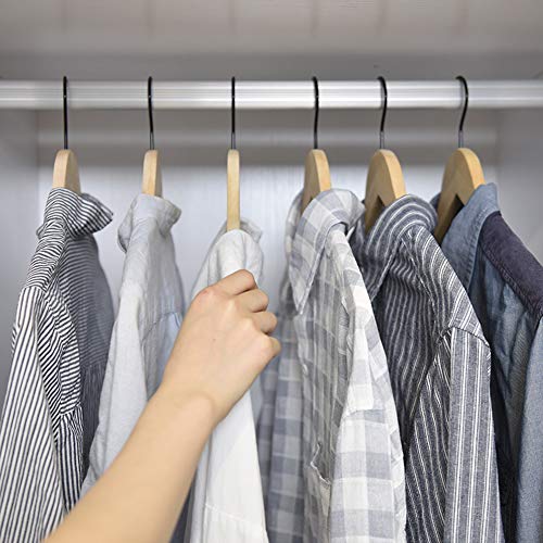JS HANGER Wooden Coat Hangers, 16 Pack High Grade Wood Suit Hangers with Non Slip Pant Bar - Extra Smooth and Splinter Free, Unvarnished