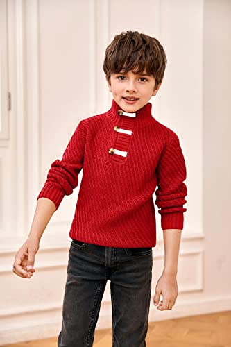 Makkrom Toddler Sweater Baby Boy Girl Turtleneck Cable Knit Sweaters Long Sleeve Christmas Outwear Spring Fall Winter Red