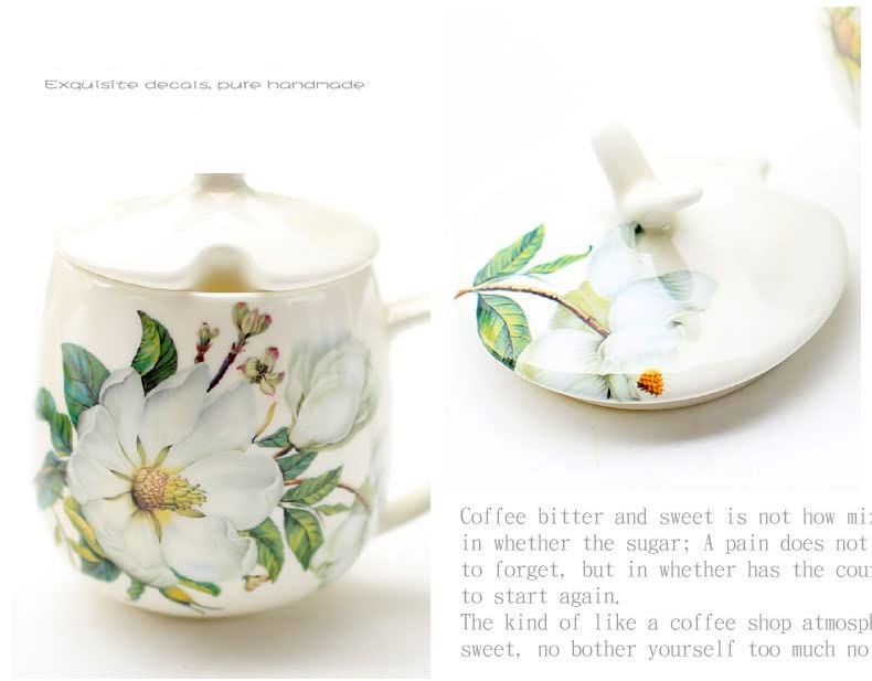 400ml Coffee Mugs with Spoon, Europe Noble Bone China Coffee Cup, Floral Ceramic Tea Cup, Tea Cup, Fancy Tea Cups, Gifts for Women, Tea Mugs,Flower Tea Cup, Luxury Tea Sets for Women