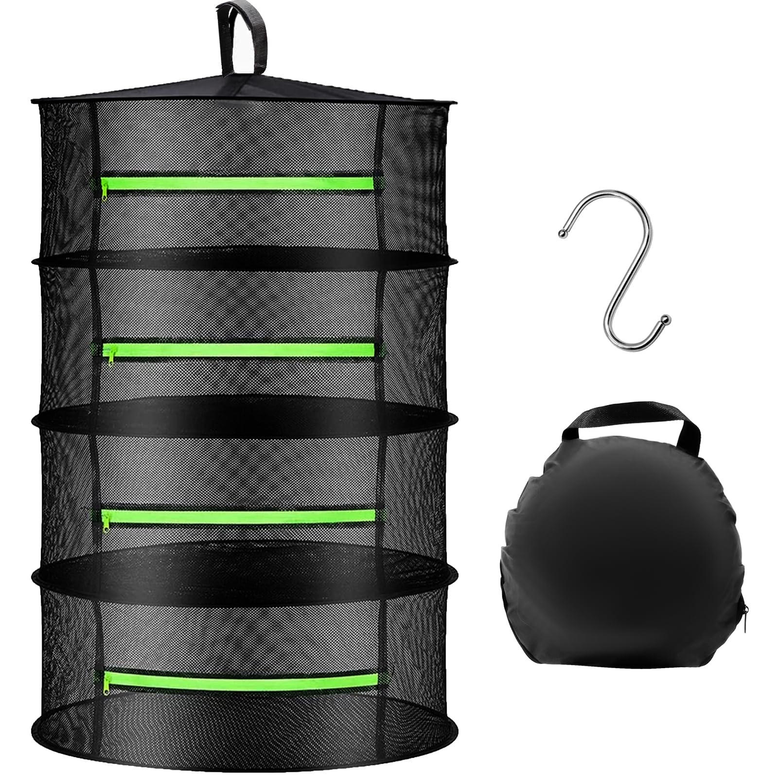 Zreneyfex 4 Layers 8 Layers Herb Drying Rack Collapsible Portable Hanging Drying Net with Hooks for Plants Herb Vegetable Flowers Clothes (24x32)